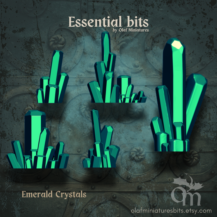 3D Printable Emerald Crystals by Olaf Miniatures Bits